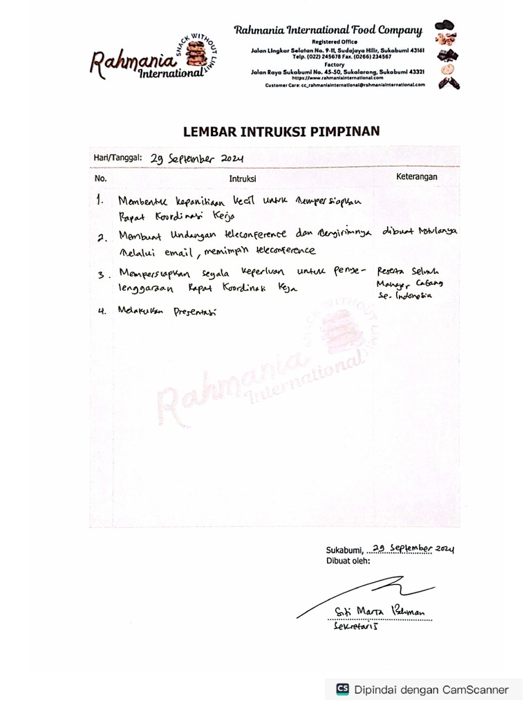 KP 4.4 Dokumen Cetak Catatan Intruksi Pimpinan | PDF