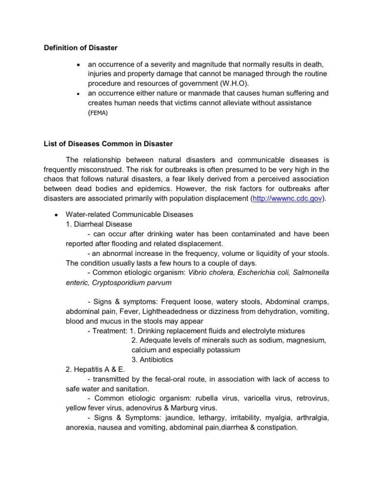 Definition of Disaster | PDF | Measles | Animal Diseases