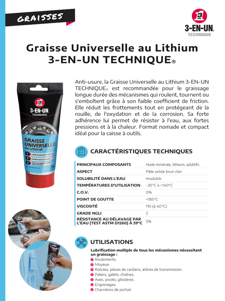 3 en UN TECHNIQUE FT Graisse Universelle Au Lithium Tube | PDF