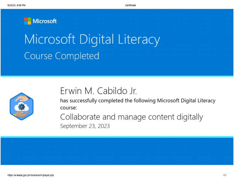 Microsoft Digital Literacy - Collaborating and Managing Contents | PDF