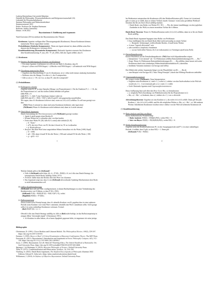 Bayesianism Handout Samarskiy | PDF