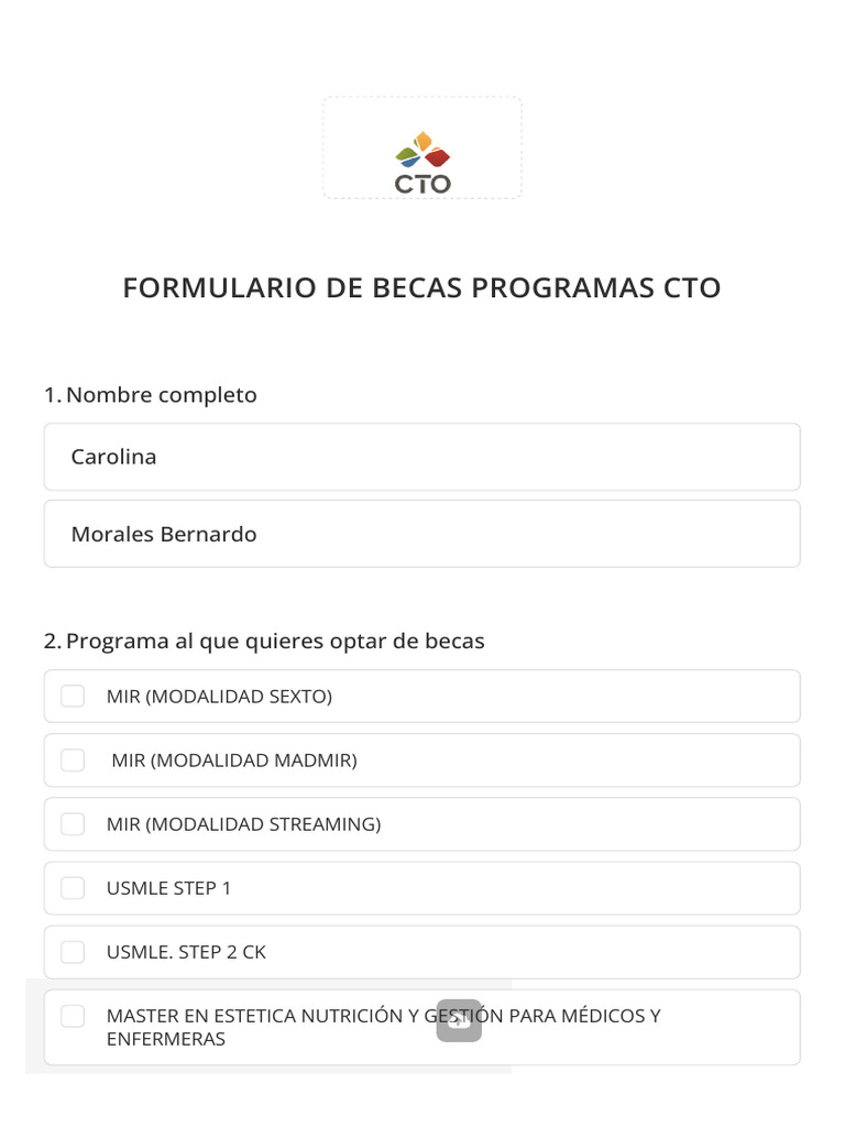 Formulario de Becas Programas Cto @Grupocto | PDF