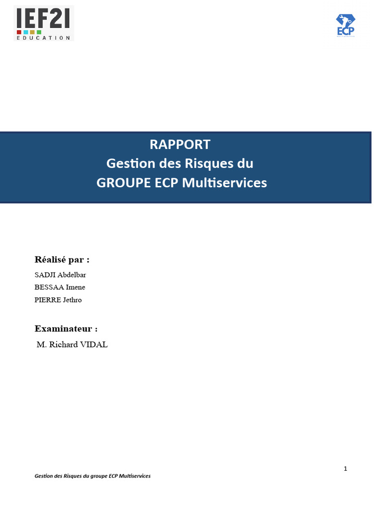 Analyse Des Risuqes ESCP Multiservices | PDF