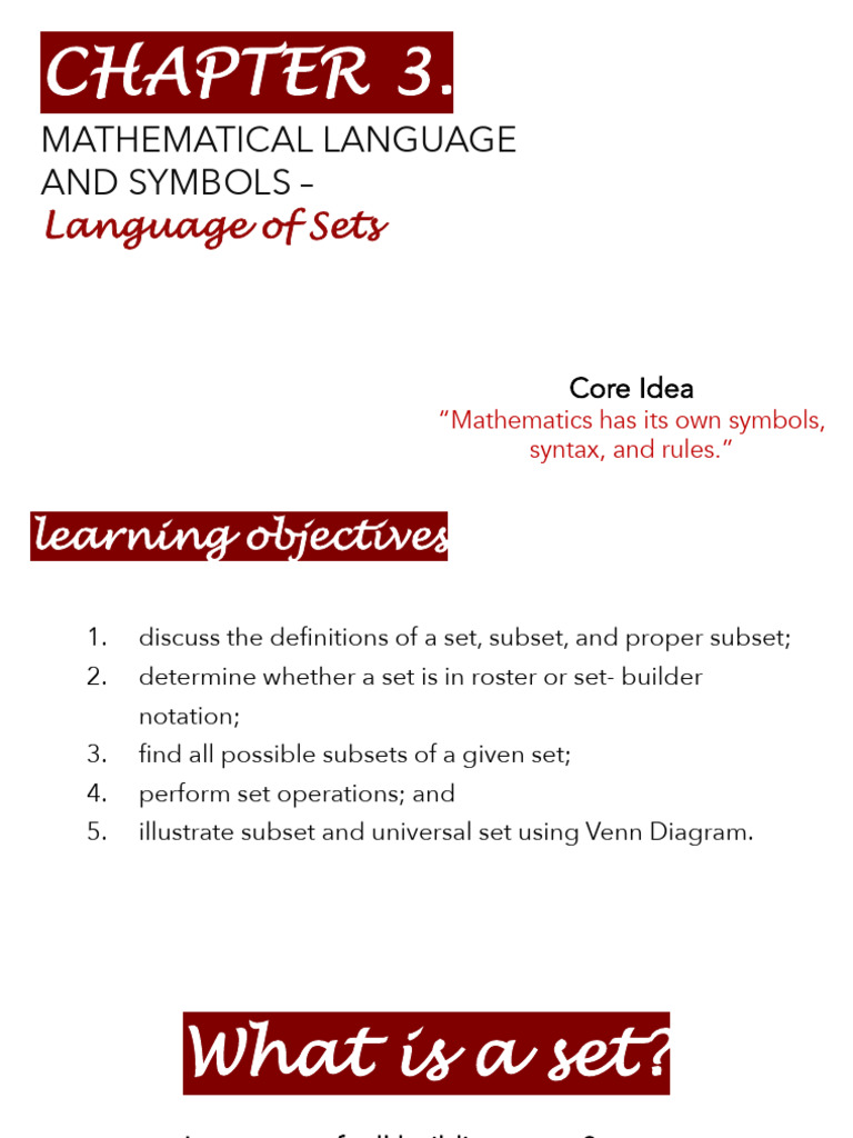 Chap3.1. The Language of Sets (Concepts) | PDF