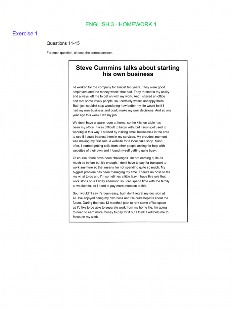 English 3 - HW1-HML | PDF