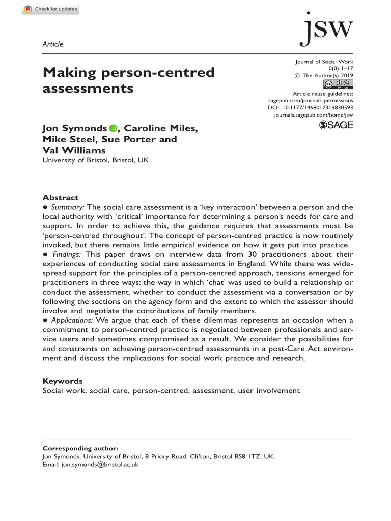Making Person-Centred Assessments | PDF