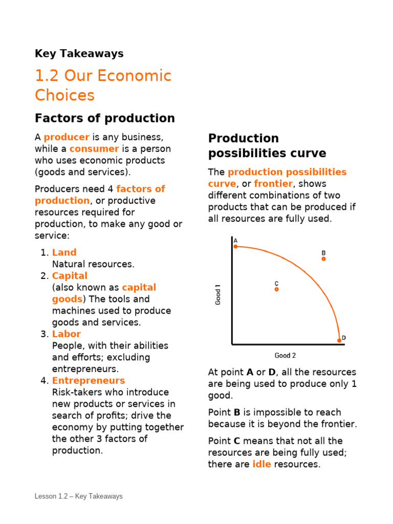 Lesson 1.2 Key Takeaways - McGraw Hill Understanding Economics | PDF