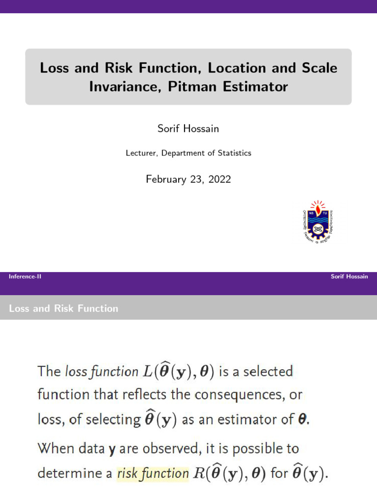 Loss Risk Location Scale Pitman | PDF