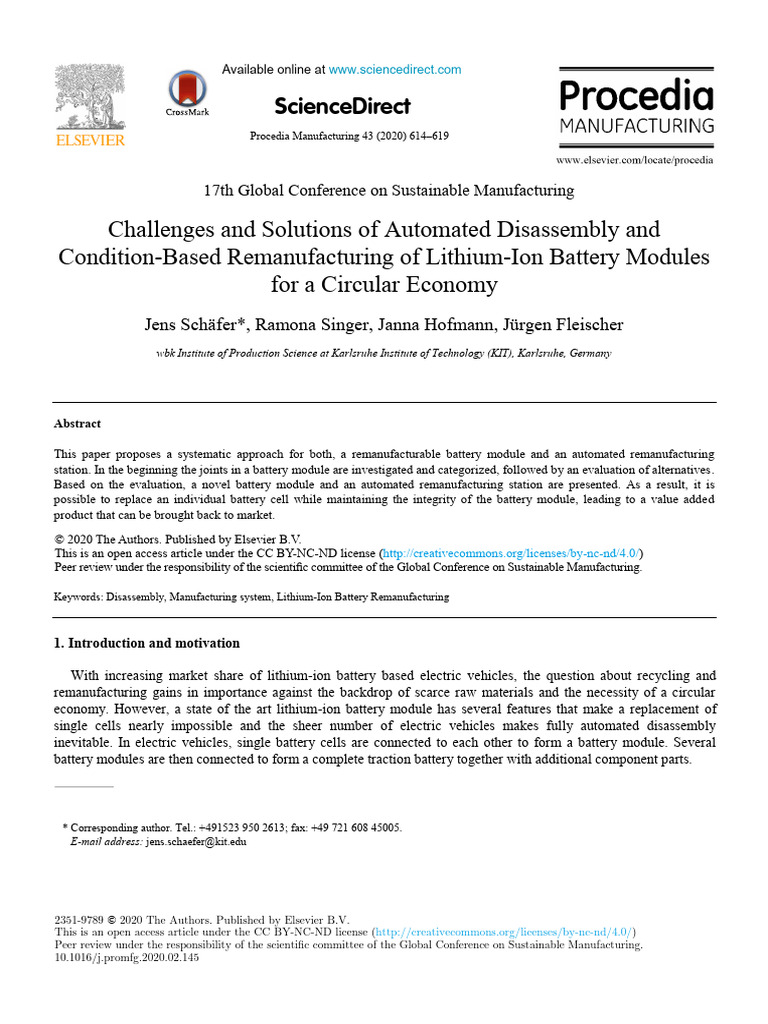 Challenges and Solutions of Automated Disassembly | PDF