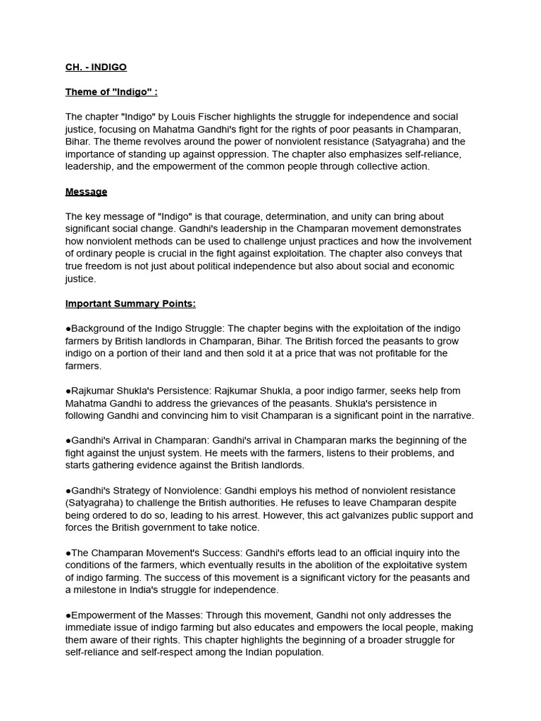 CH - Indigo ?summary and All English | PDF