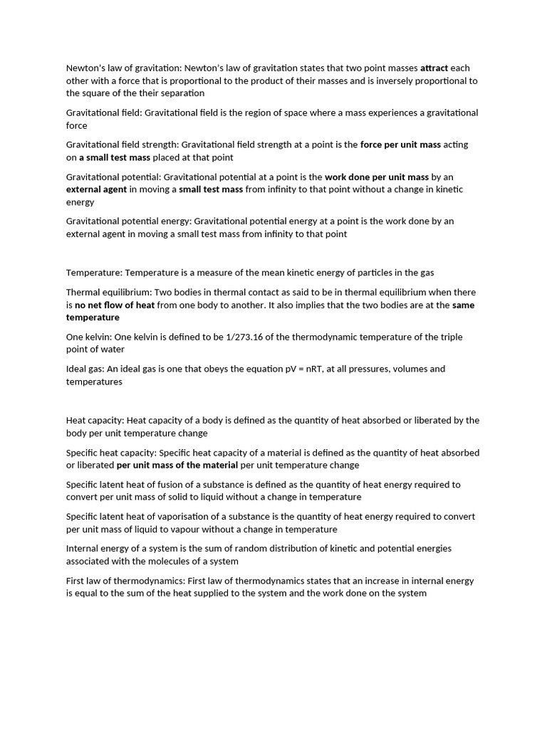 2024 Mid Years Physics Definition List PDF