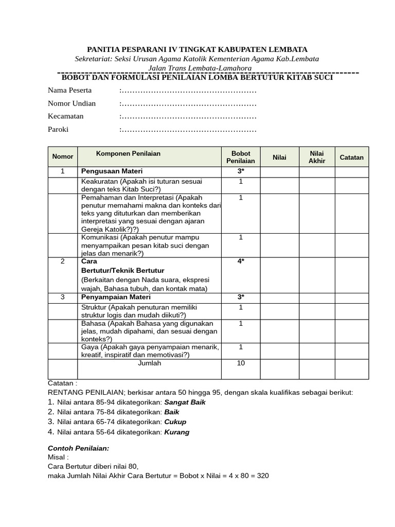 Format Penilaian | PDF