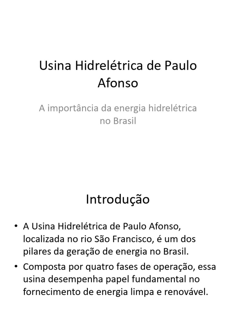 Usina Hidreletrica Paulo Afonso Regerada | PDF