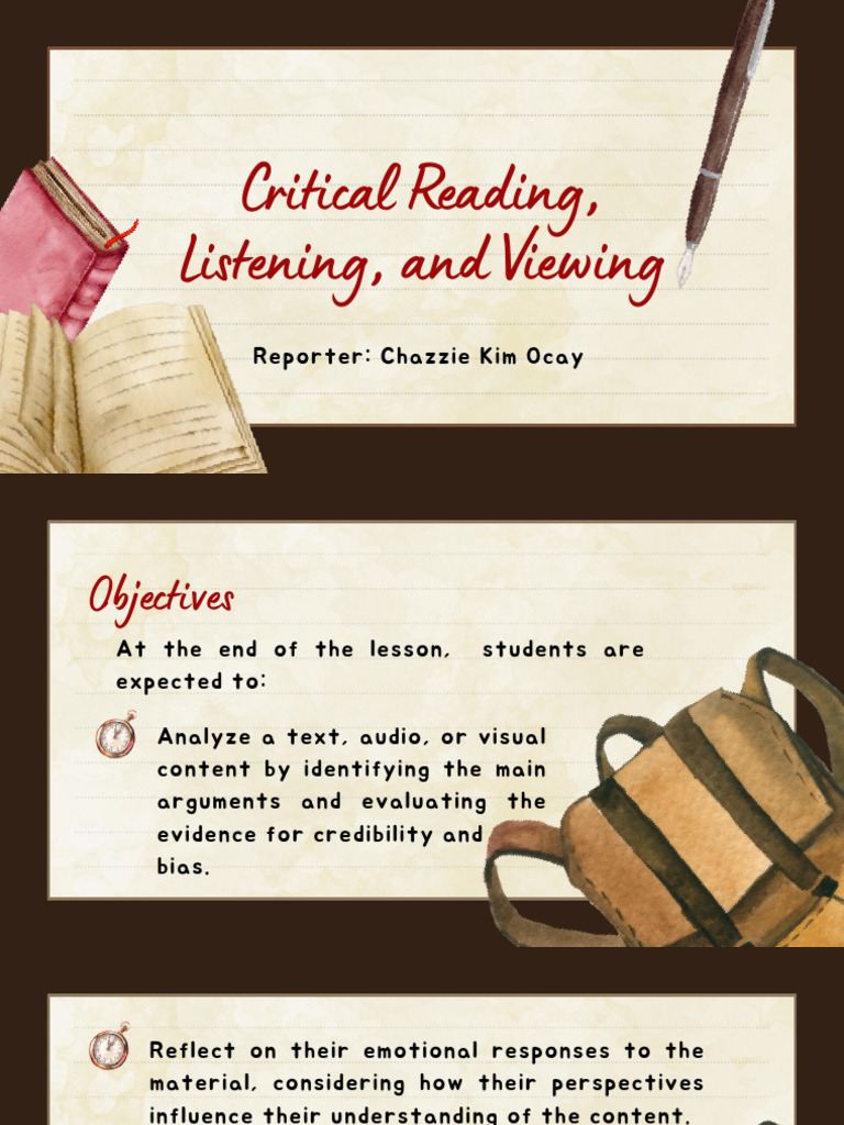 Critical Reading, Listening, and Viewing PDF | PDF
