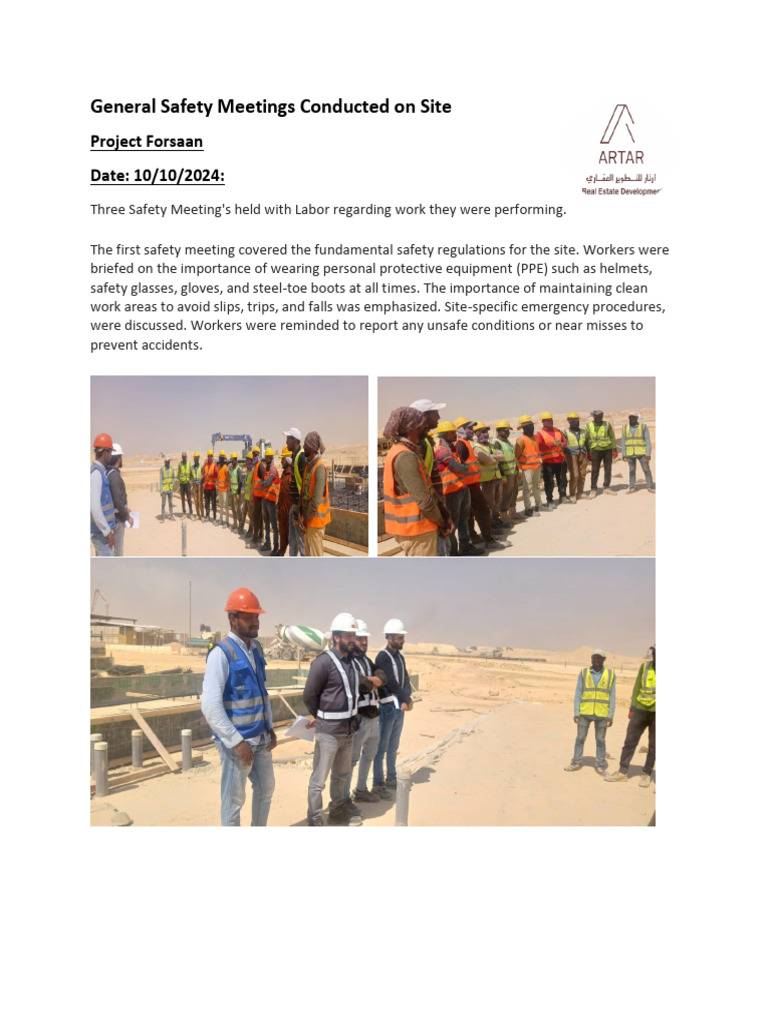 General Safety Meetings Conducted On Site | PDF