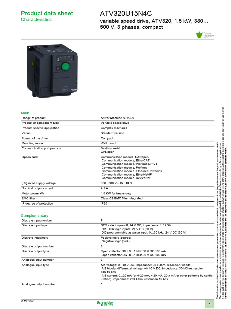 ATV320U15N4C DATASHEET GB en-GB | PDF