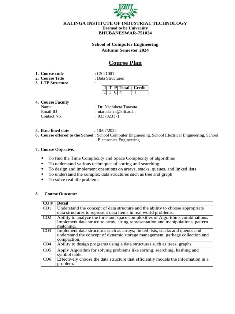 DSA Course Handout - 2024 | PDF