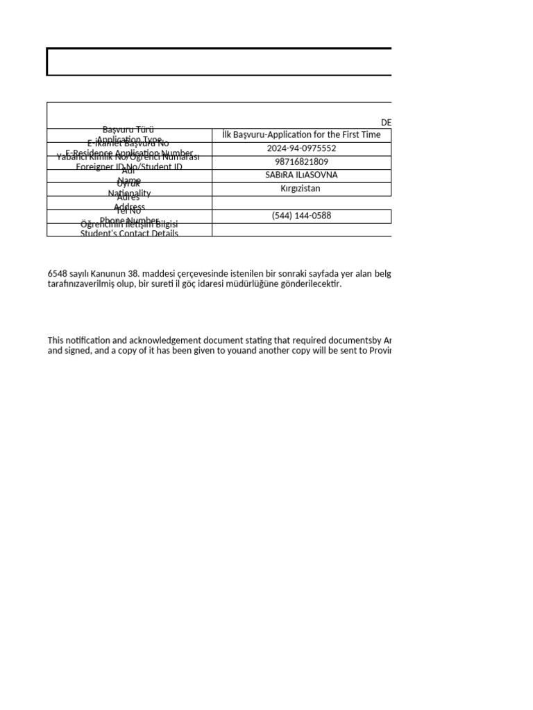 Beyan Kontrol Belgesi | PDF