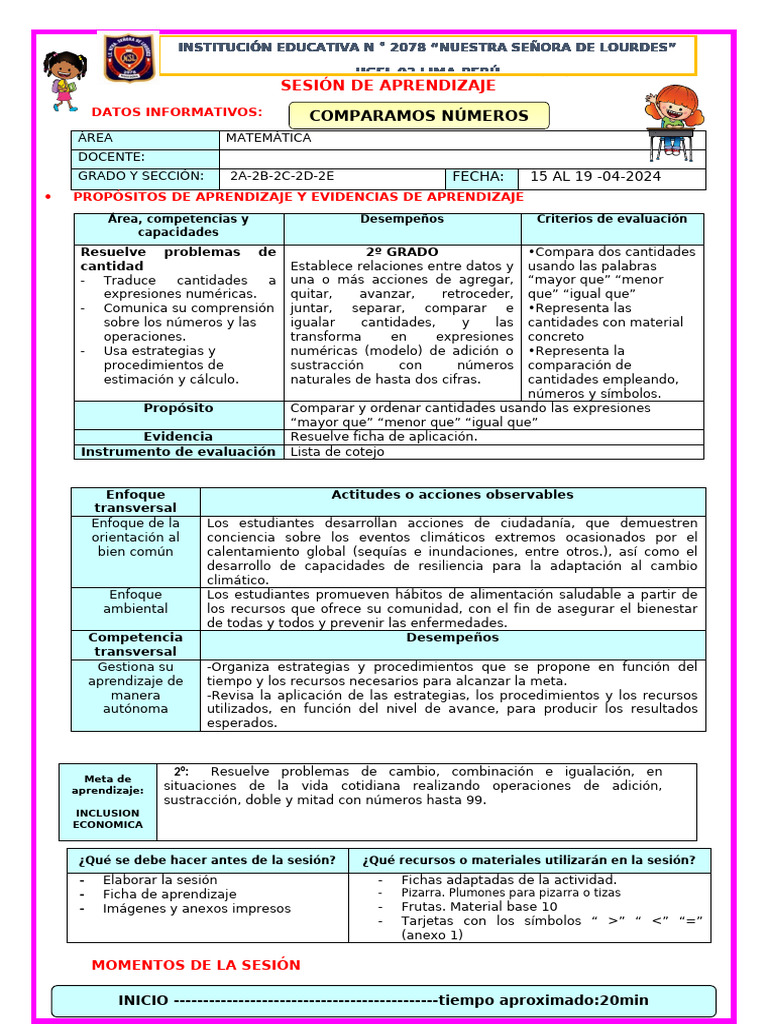 S6 - Mat - Comparamos Números | PDF