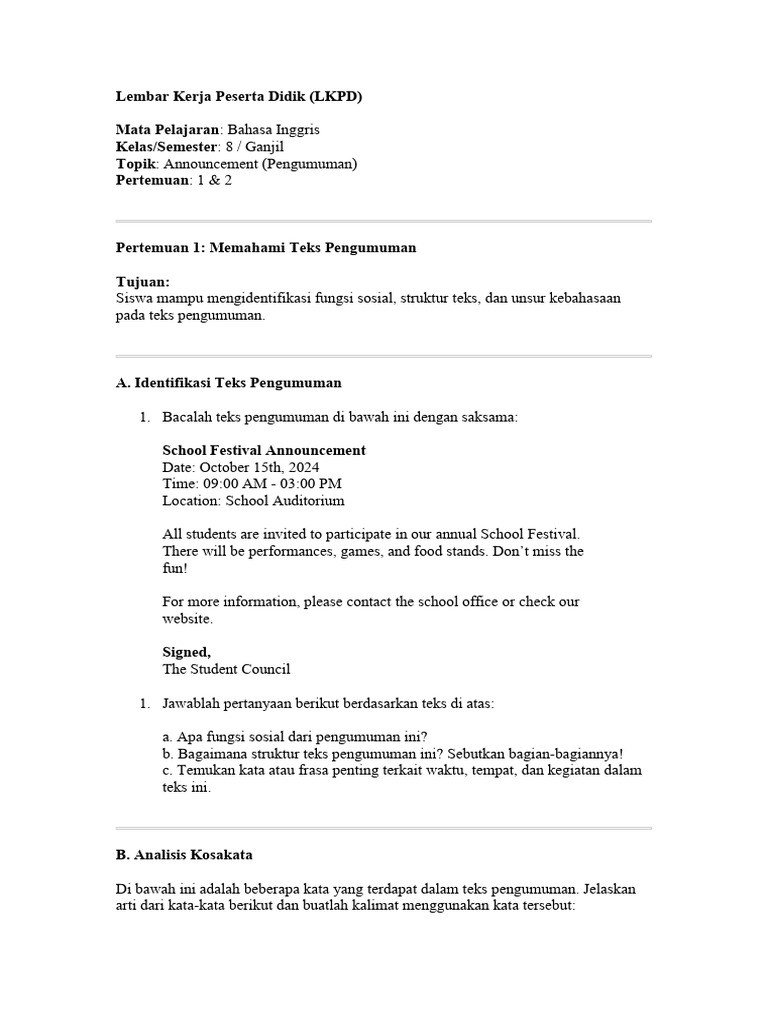 MCT Lembar Kerja Peserta Didik | PDF