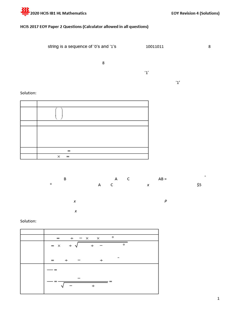 2020 IB1 Revision 4 (HCIS - P2) Solutions | PDF