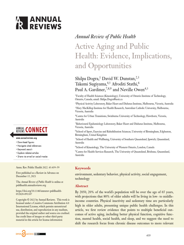 Active Aging and Public Health | PDF