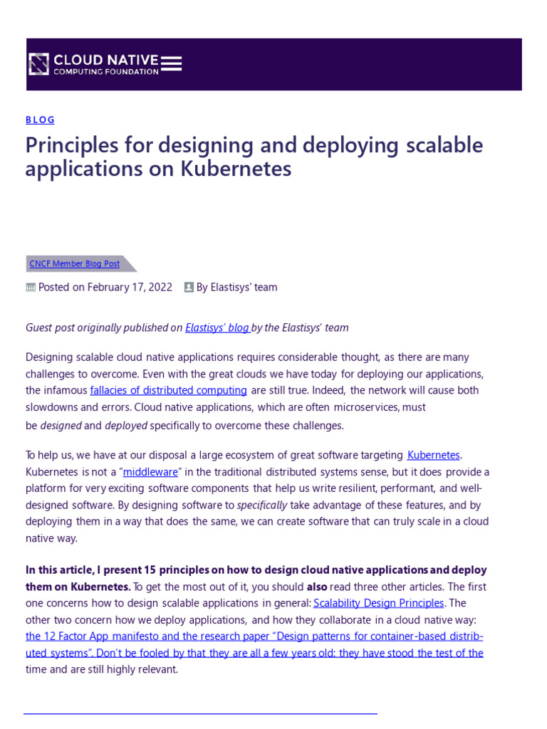Scalable applications on Kubernetes | PDF