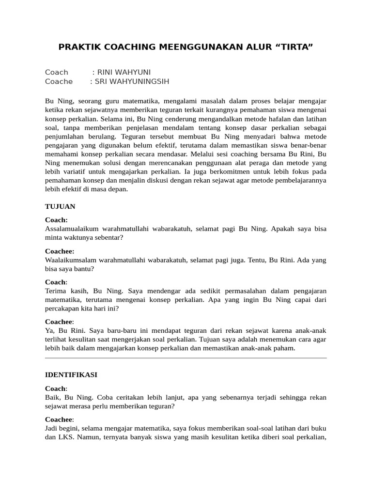 Praktik Coaching Alur Tirta - Rini Wahyuni | PDF