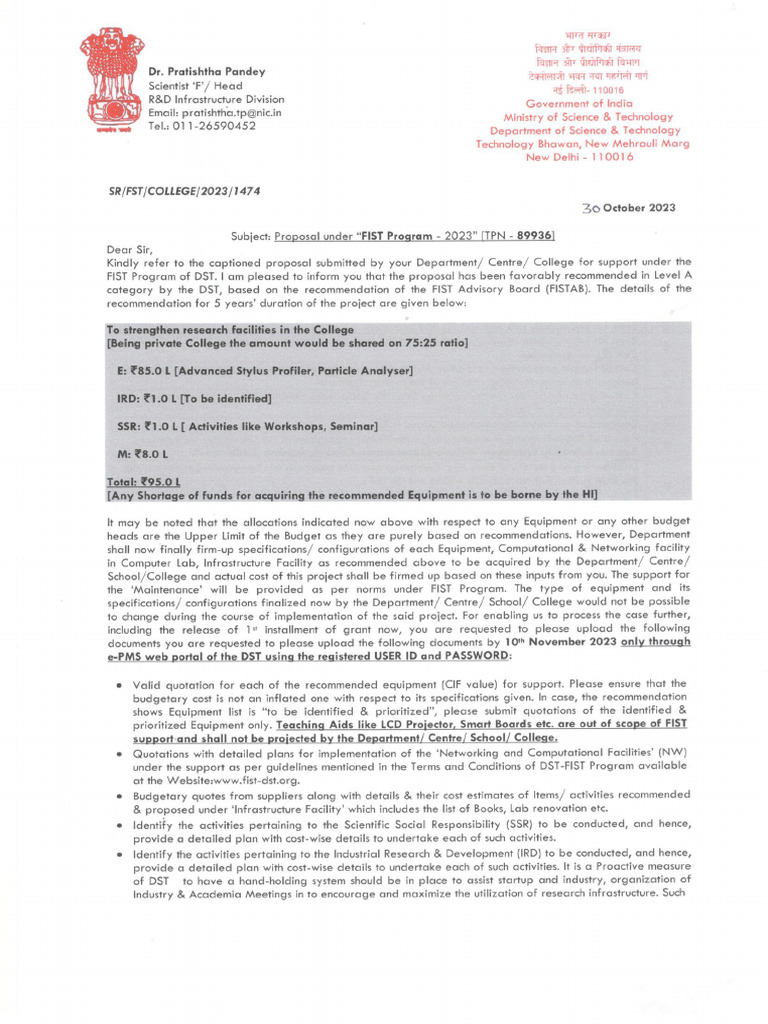 Sanction Order DST FIST | PDF