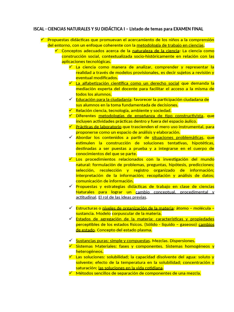 Temas para Examen Final Cs Naturales I 2013 | PDF