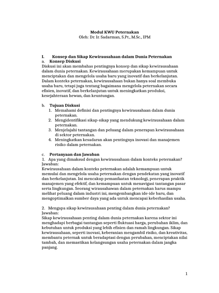 Modul KWU Peternakan | PDF