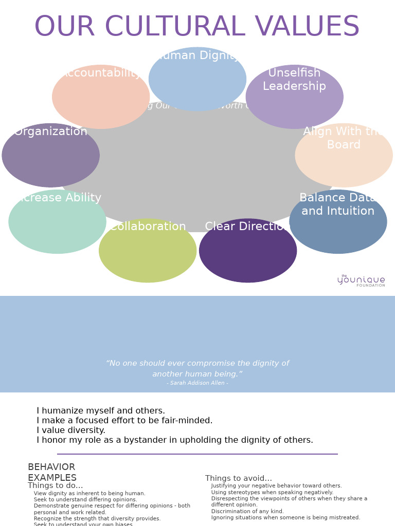 Our Cultural Values and Guiding Prinicples | PDF