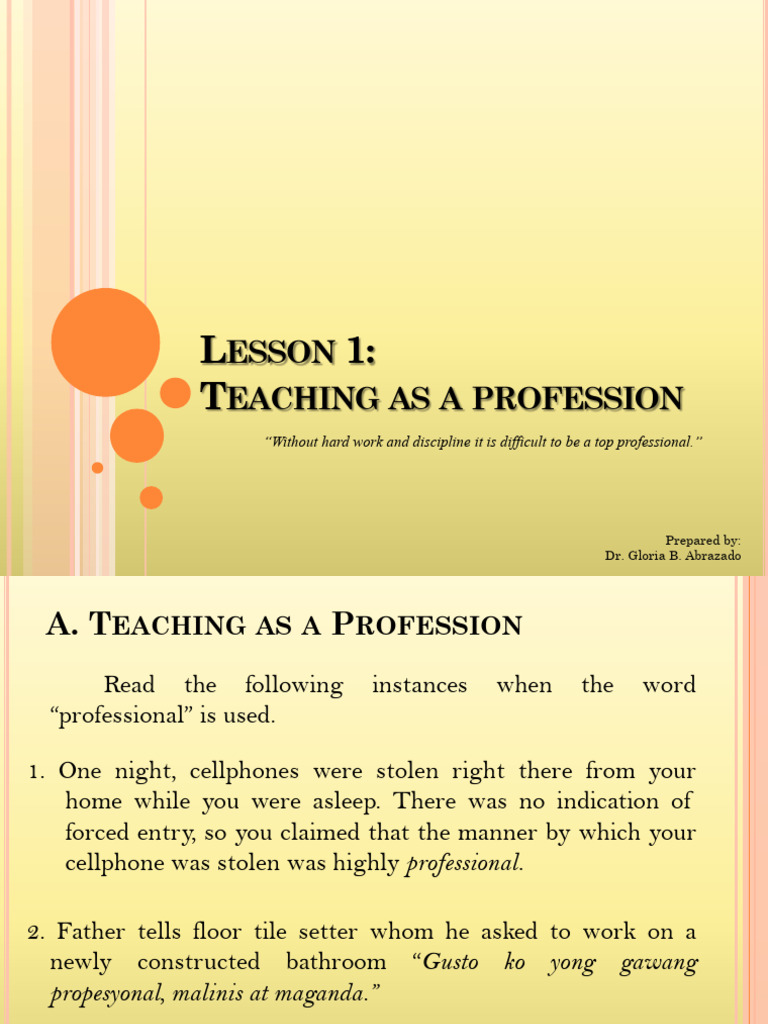 Lesson 1 - The Teaching Profession | PDF