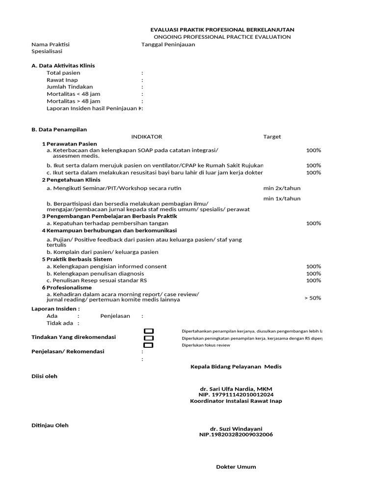 Penilaian Kinerja DU Ranap | PDF