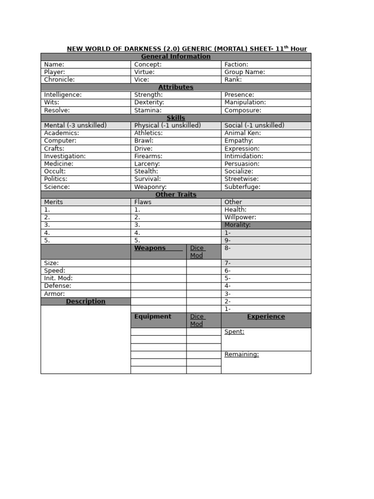 nWOD Mortal CS | PDF | Games & Activities