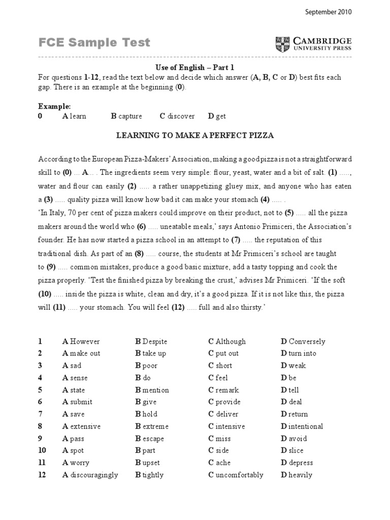 FCE Sample Test: English Use & Hollywood | PDF