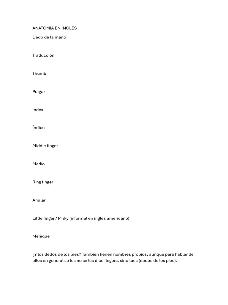 Anatomía En Inglés Pdf