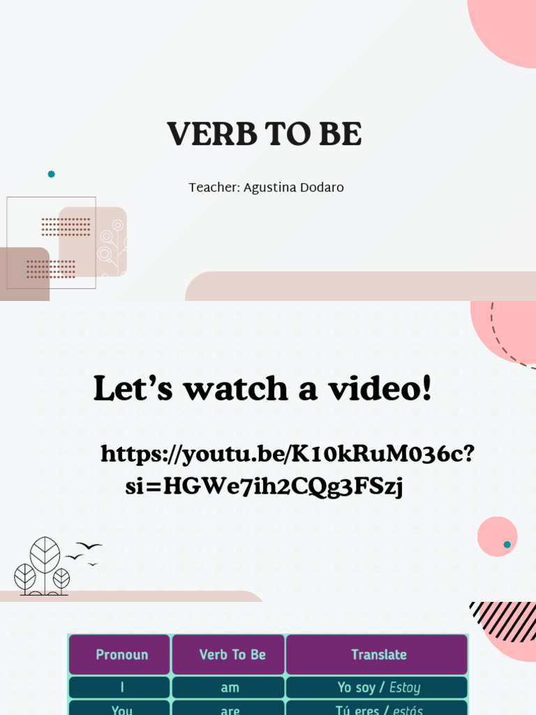 Verb To Be Class | PDF