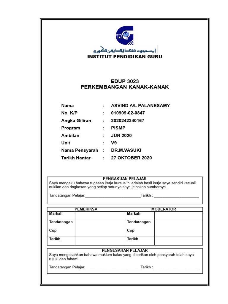 Asvind Palanesamy Edup3023 Tugasan 1 | PDF