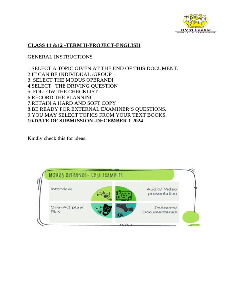 Class 11 &12 - Term Ii-Project-English | PDF