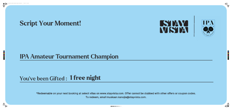 IPA Amateur Tournament Champion Cheque Creatives | PDF