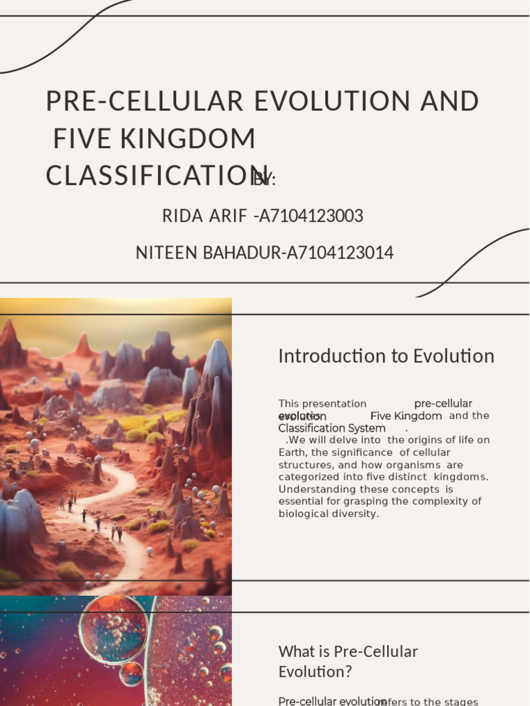 Pre Cellular Evolution and 5 Kingdom Classification Rida and Niteen | PDF