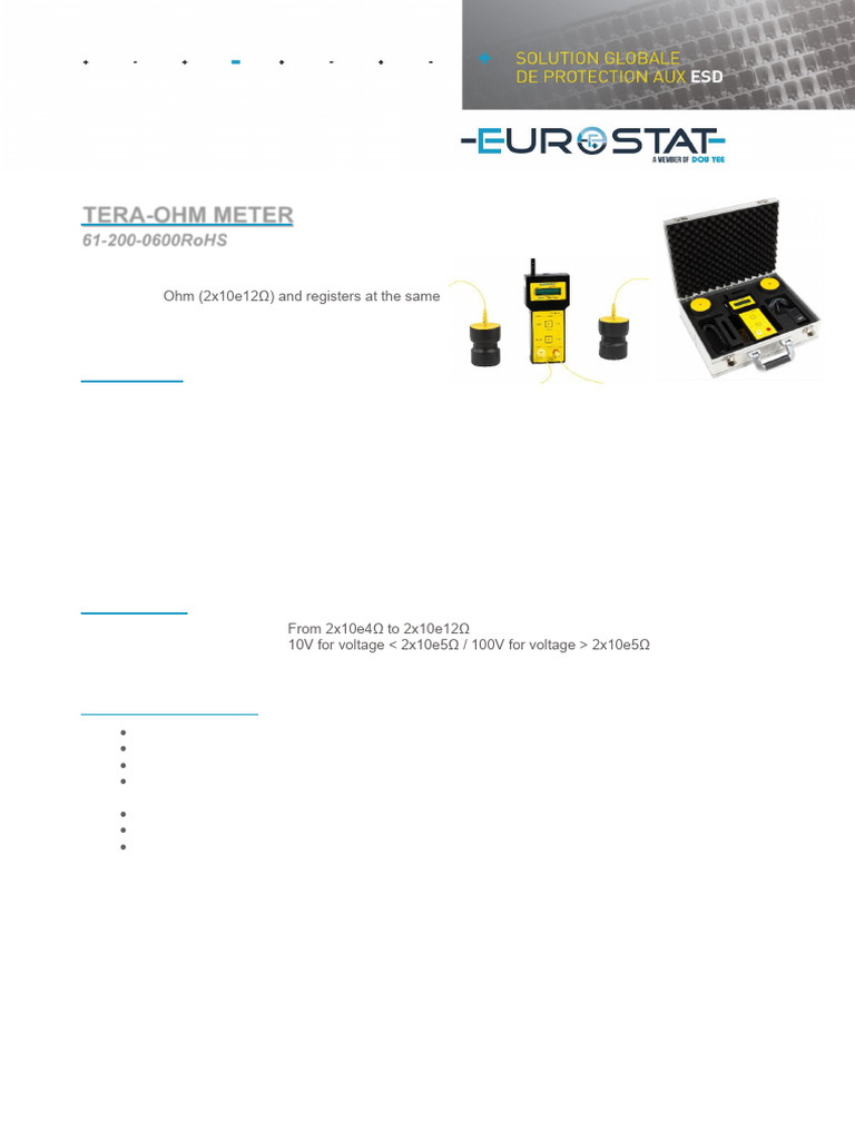 Tera-Ohm Meter: 61-200-0600rohs | PDF