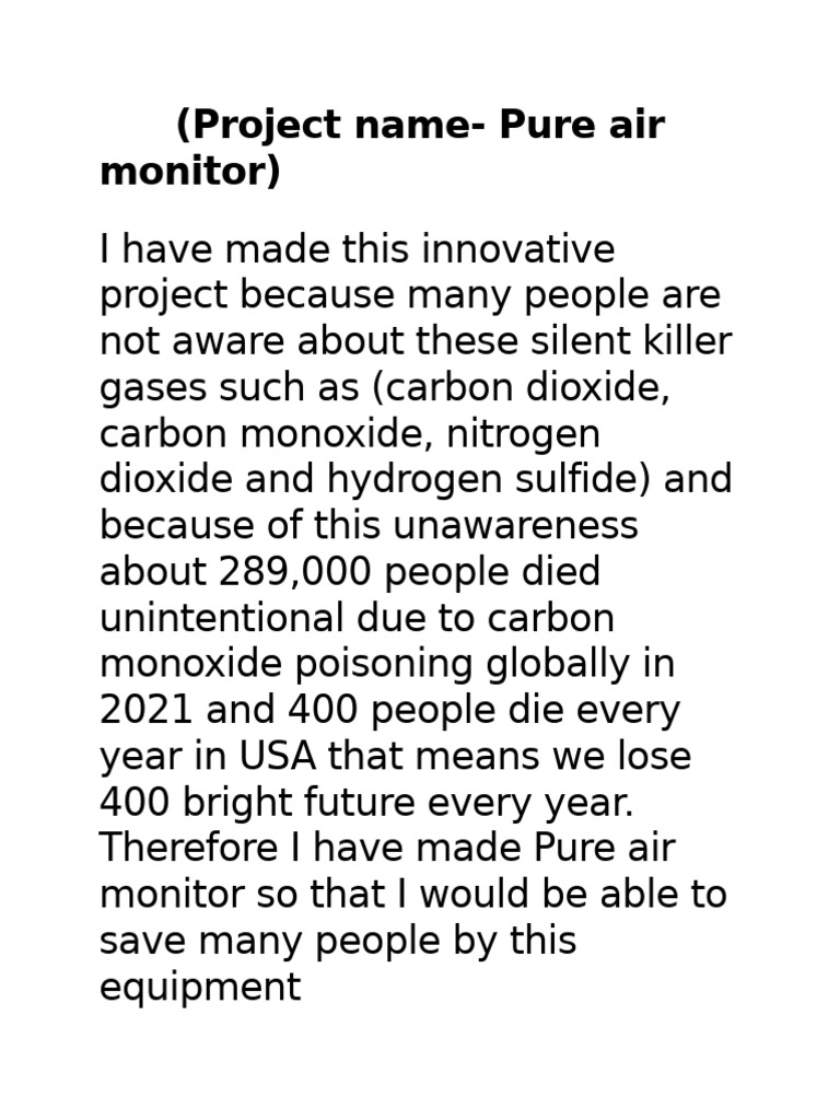 Innovative Project - Pure Air Monitor | PDF
