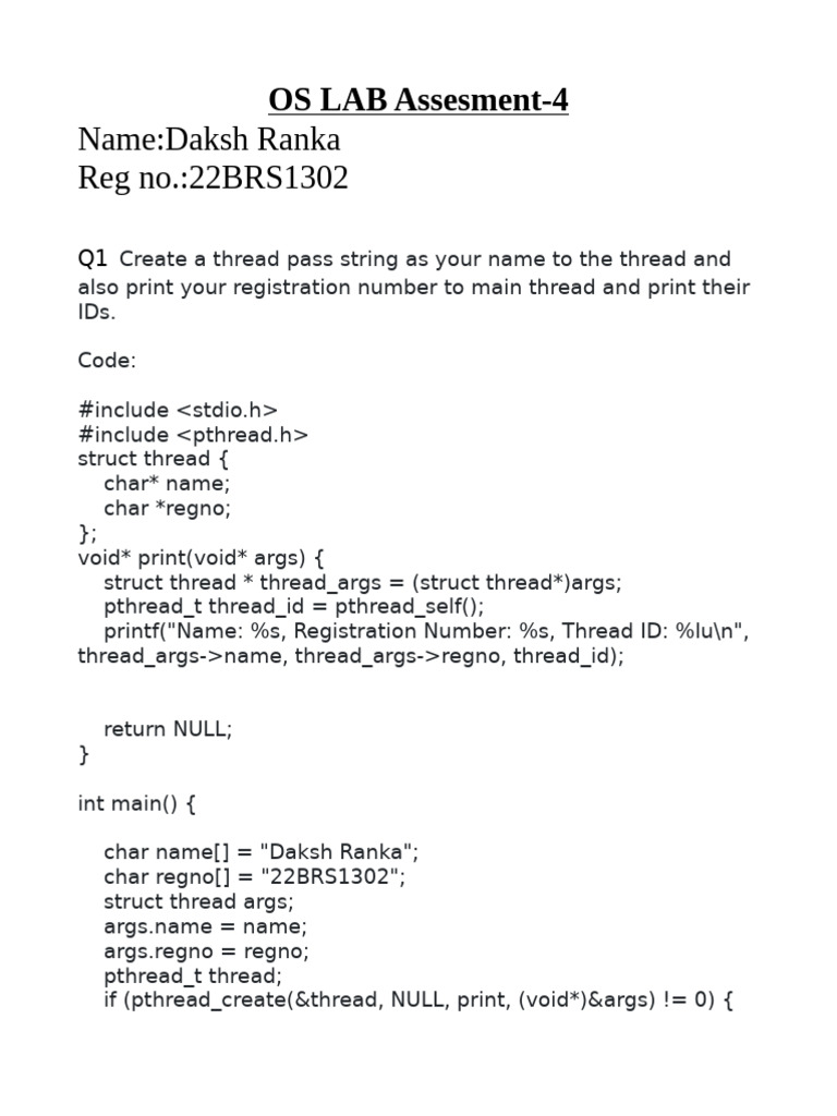 Os Lab Assesment 4 (22brs1302) | PDF