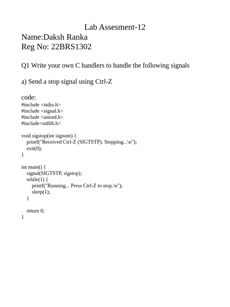 Os Lab Assesment 12 (22brs1302) | PDF