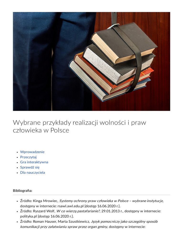 Wybrane Przyklady Realizacji Wolnosci I Praw Czlowieka W Polsce | PDF