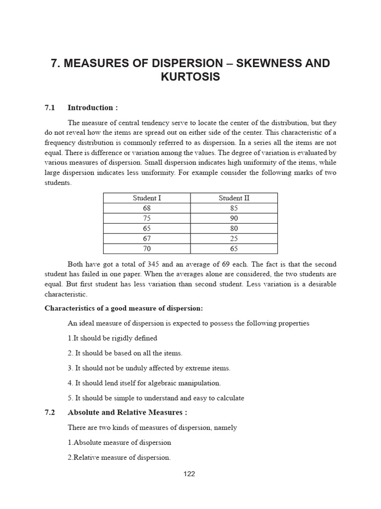 7. Measures of Dispersion | PDF