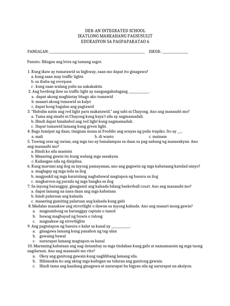 PT - ESP 6 - Q3 Edited | PDF