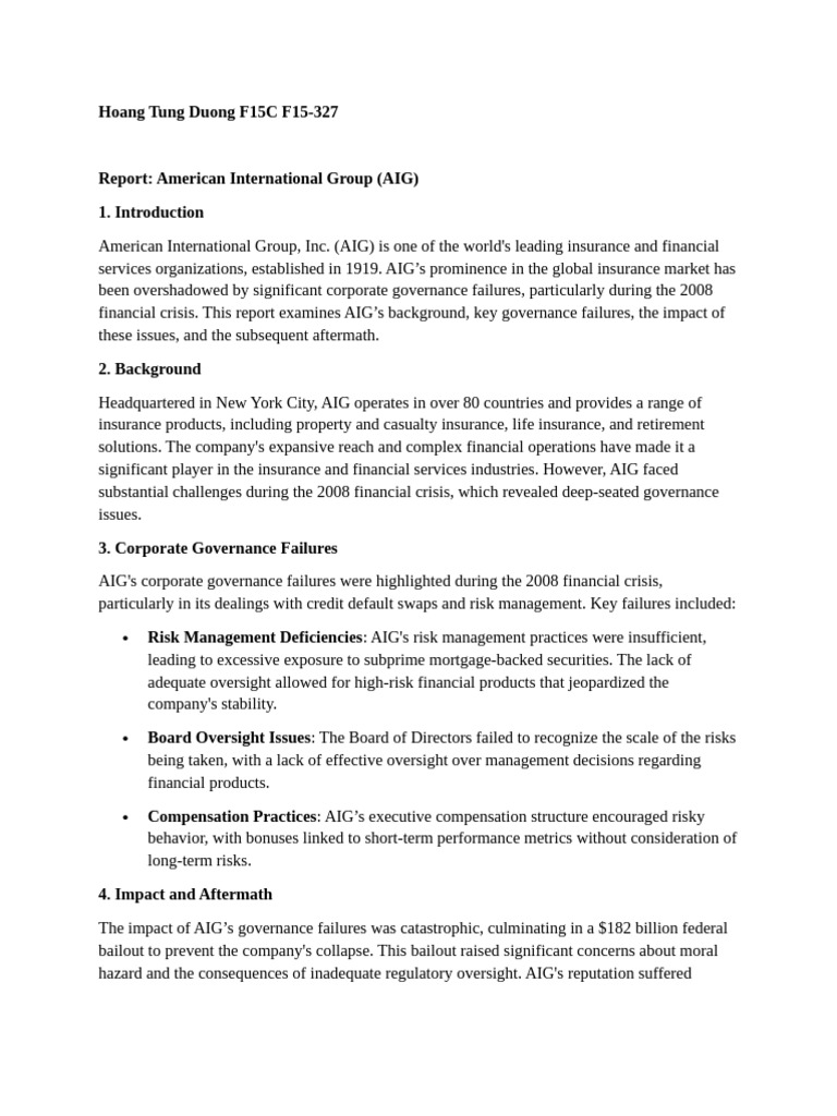 AIG report | PDF